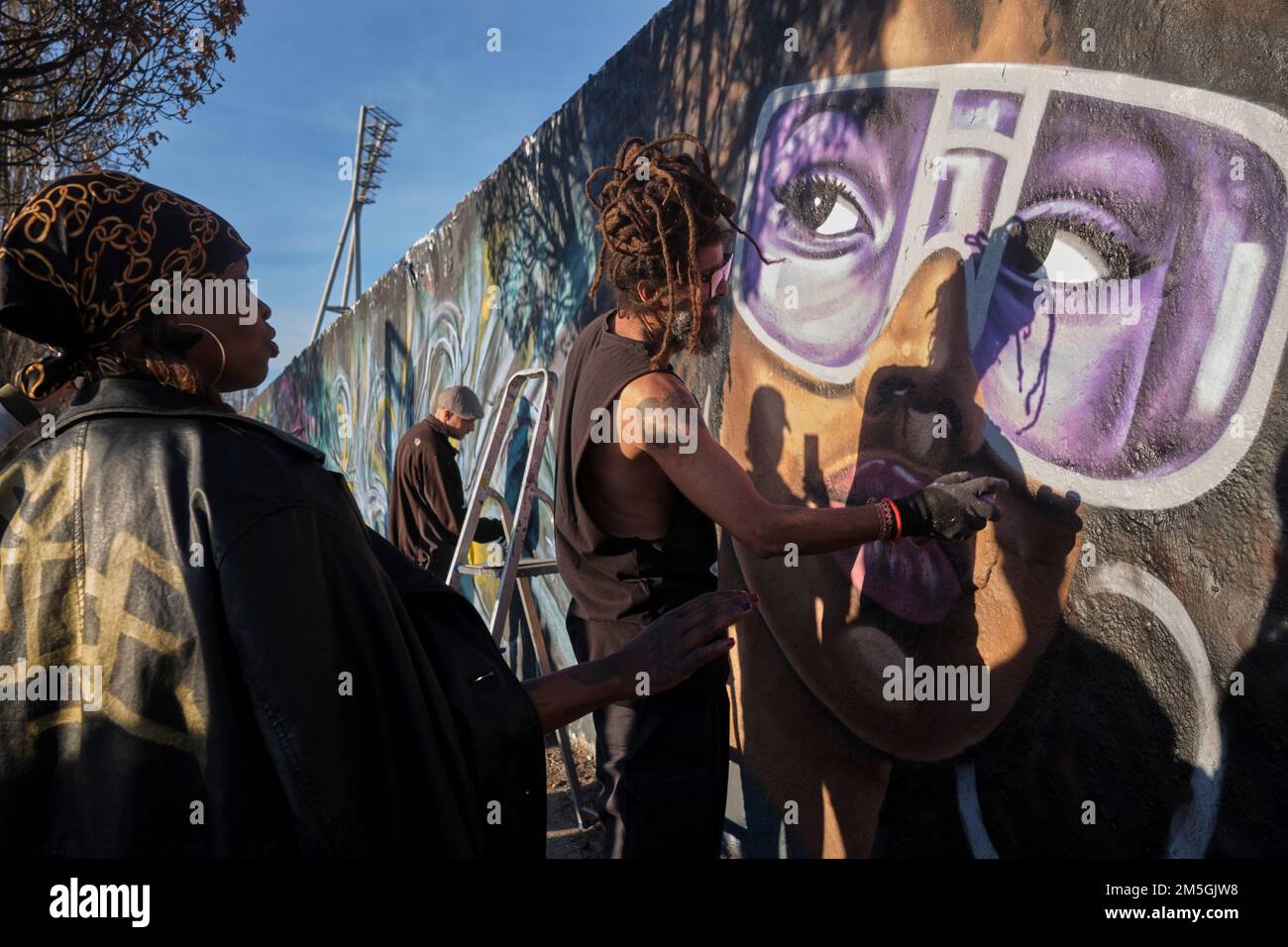 Germany, Berlin, 27. 03. 2022, Sunday afternoon Mauerpark, graffiti ...