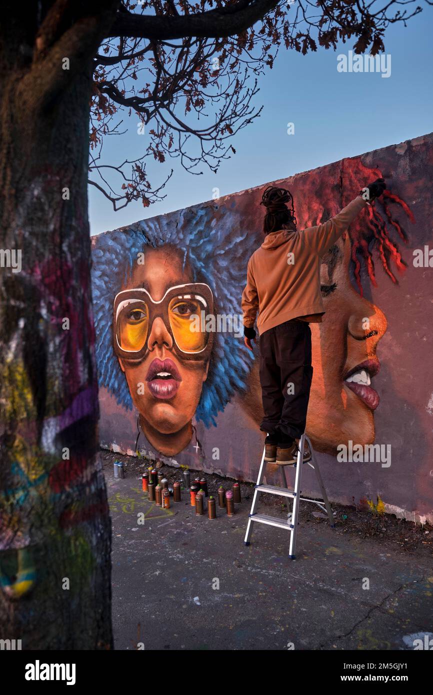 Germany, Berlin, 20. 03. 2022, Mauerpark, graffiti wall, graffiti ...