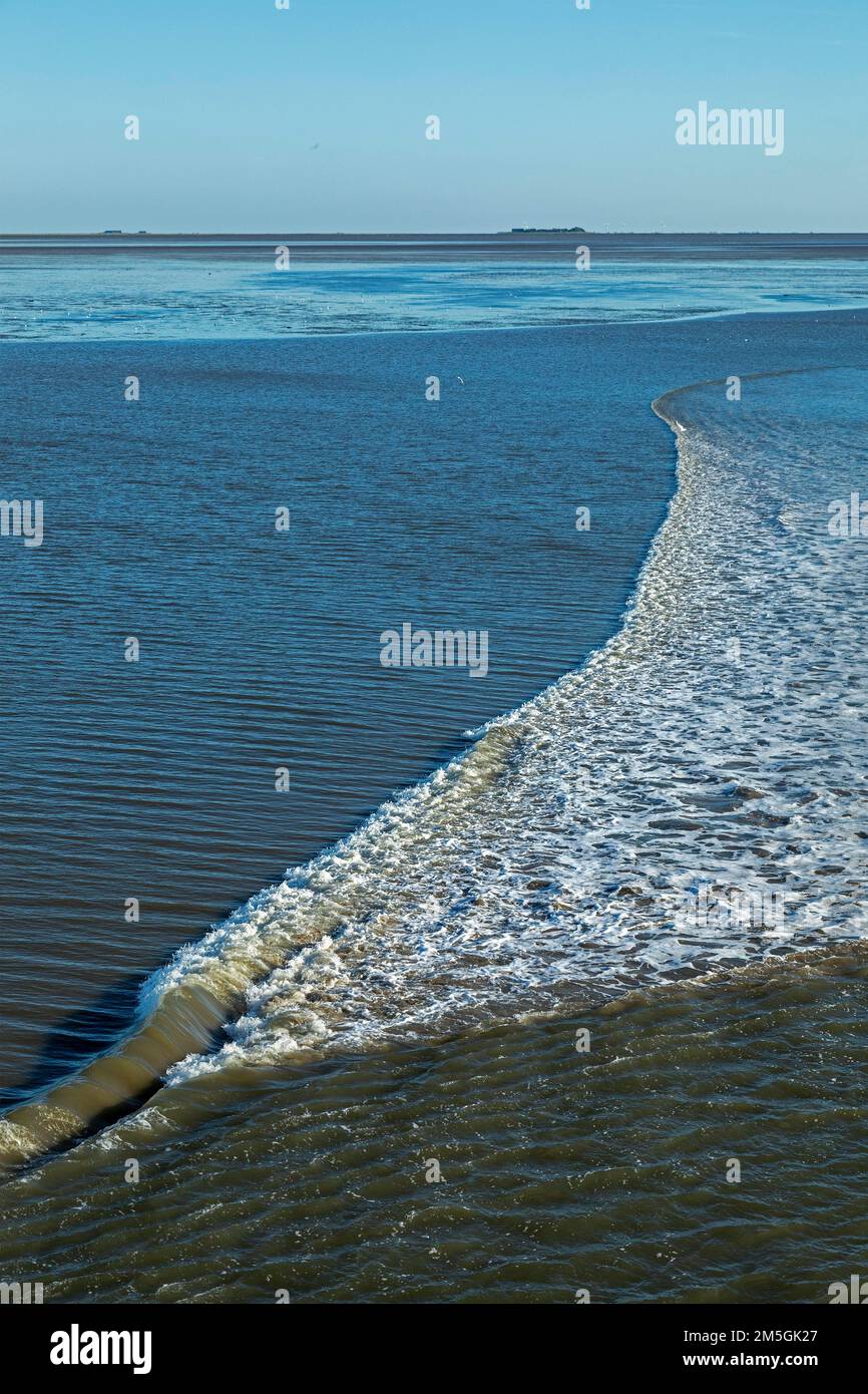 Bow wave of a ferry, Dagebuell, North Frisia, Schleswig-Holstein ...