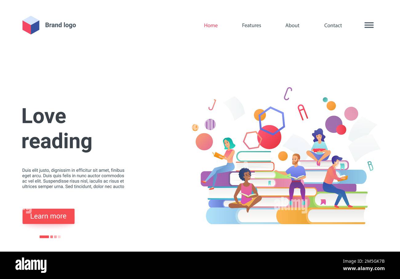 Love reading concept vector illustration. Cartoon happy group of people ...