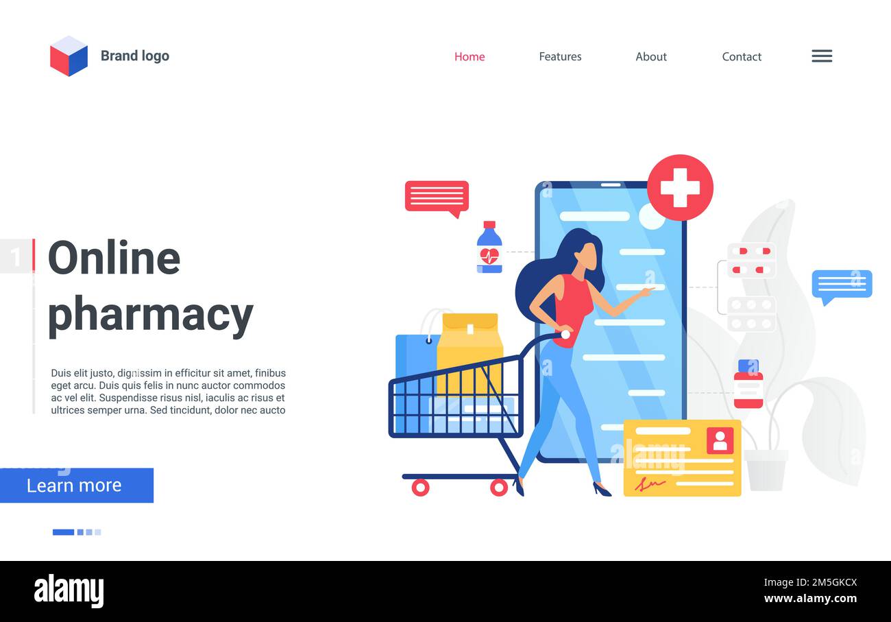 Online pharmacy service, healthcare technology vector illustration ...