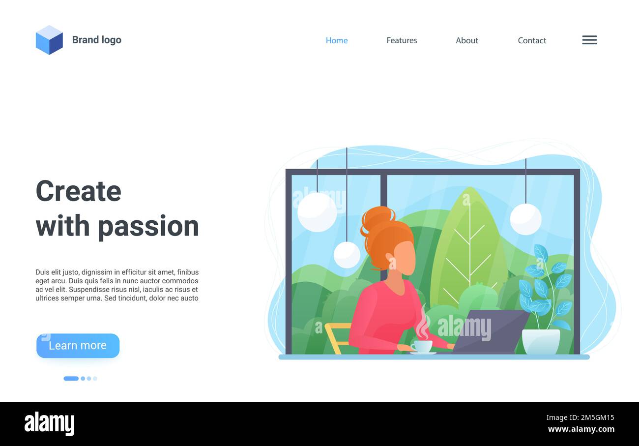 Create with passion concept vector illustration. Cartoon creator woman ...