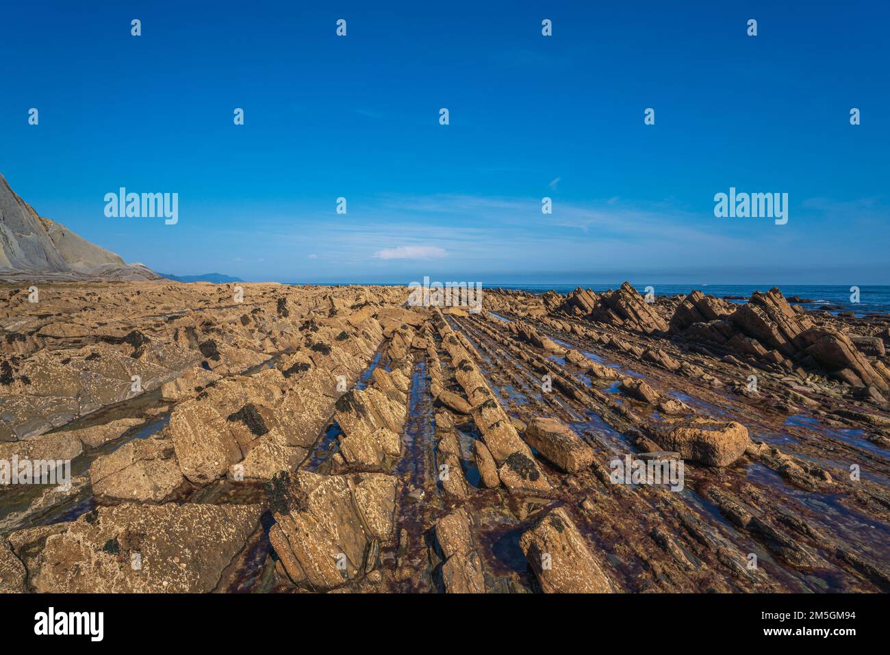 Flysch geological coastline, Flysch formations in Zumaya in the Basque ...