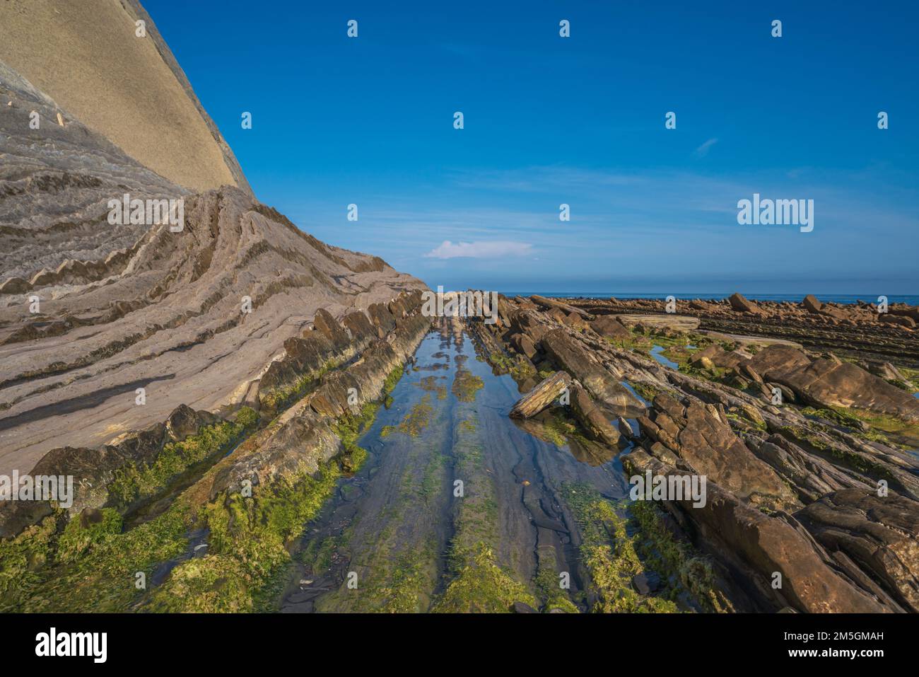 Flysch geological coastline, Flysch formations in Zumaya in the Basque ...