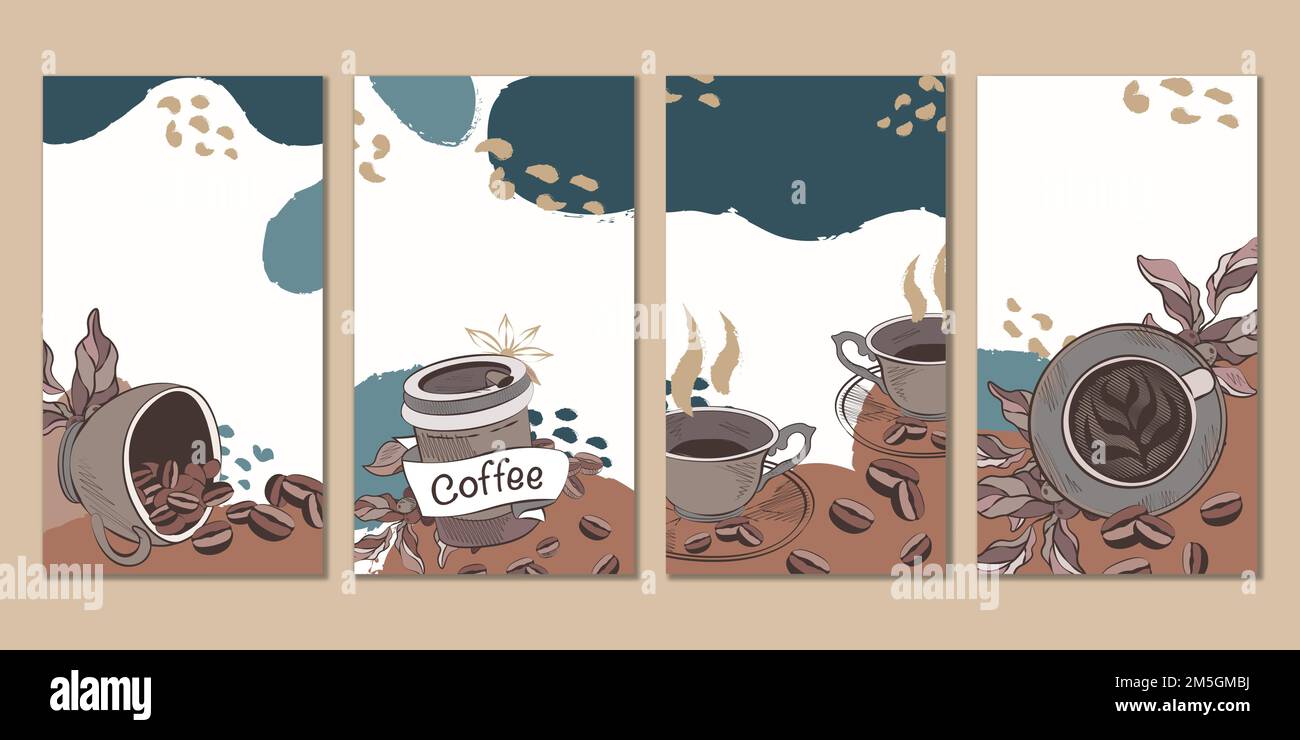 Instagram stories coffee hand drawn paint vector Stock Vector Image ...