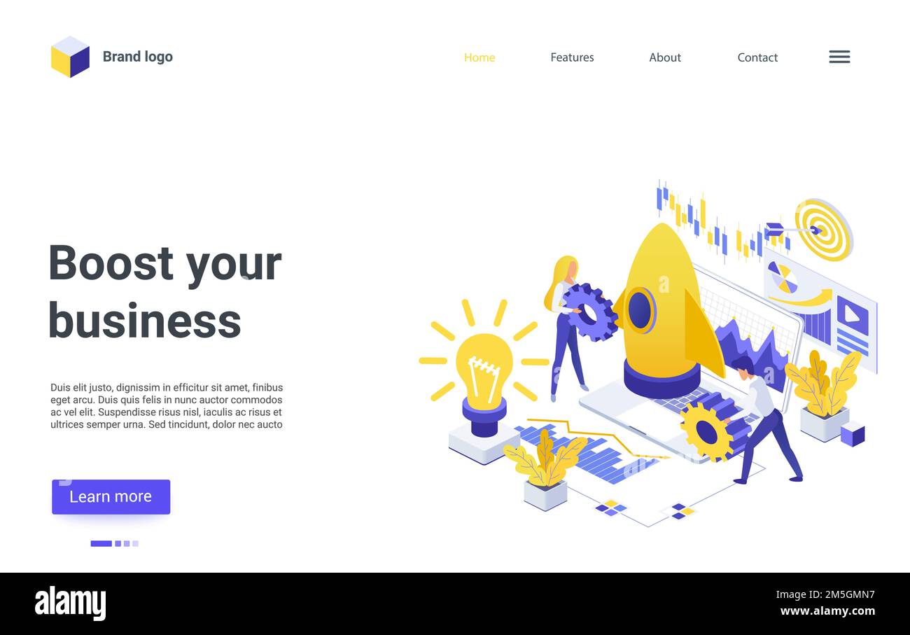 Boost your business concept isometric vector illustration. Cartoon ...