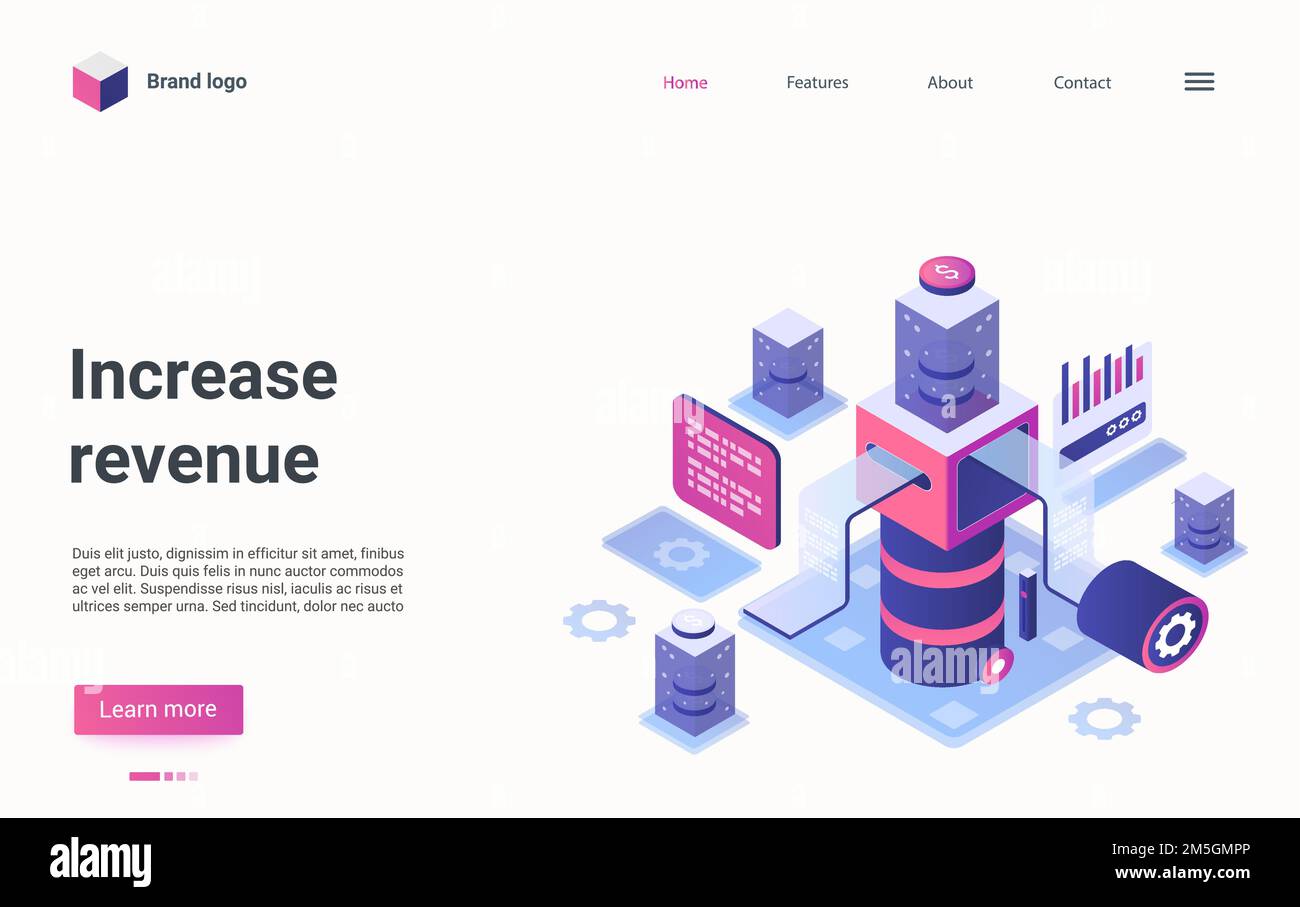 Increase revenue isometric vector illustration. Cartoon financial ...