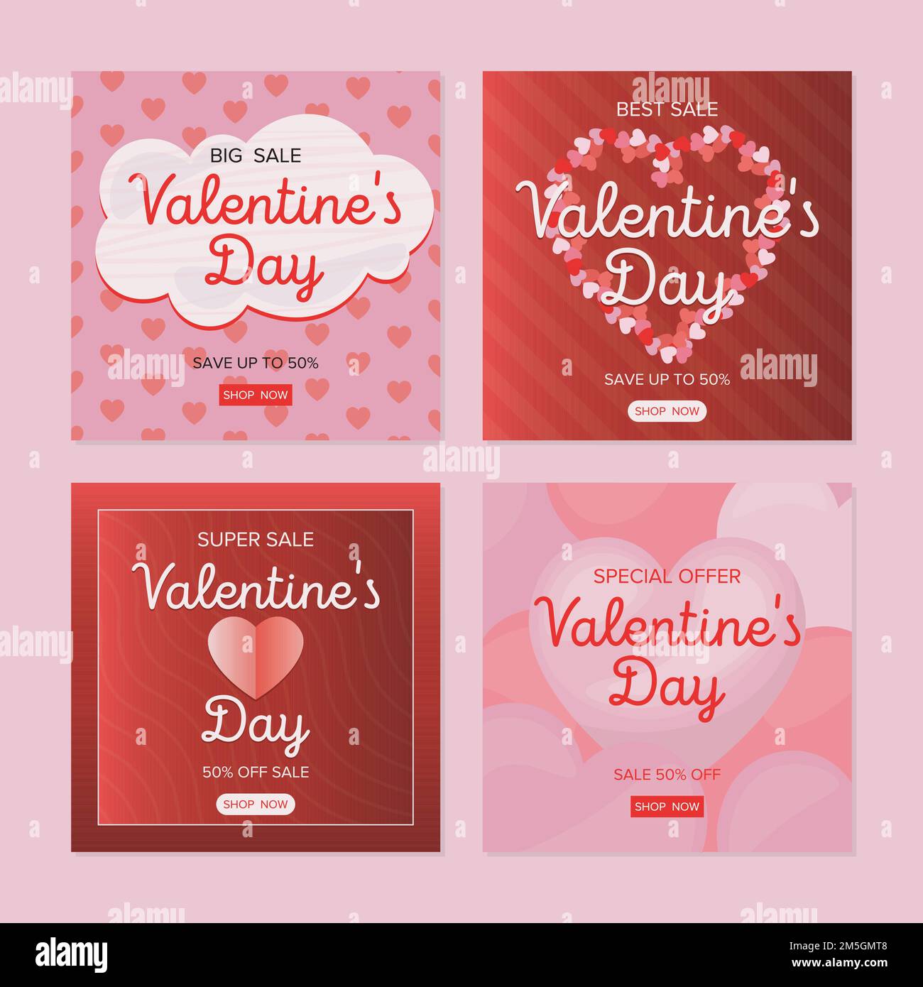 set of valentines day instagram post template with different types of ...