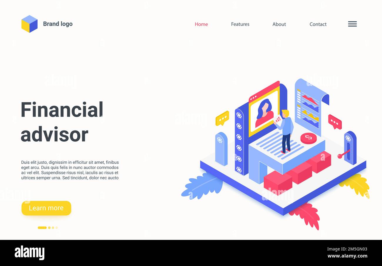 Financial advisor service isometric vector illustration. Cartoon 3d ...