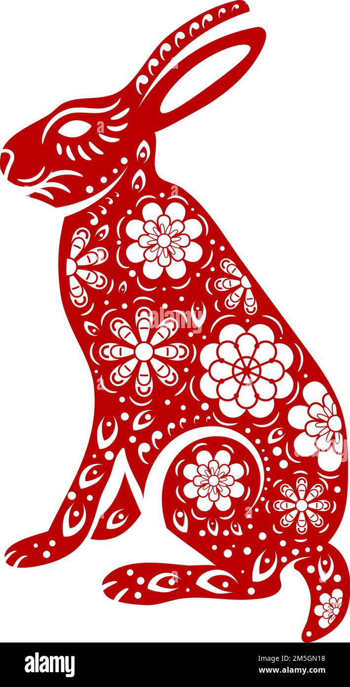 Lunar new year, year of the rabbit. Chinese 2023 rabbit element. Vector ...