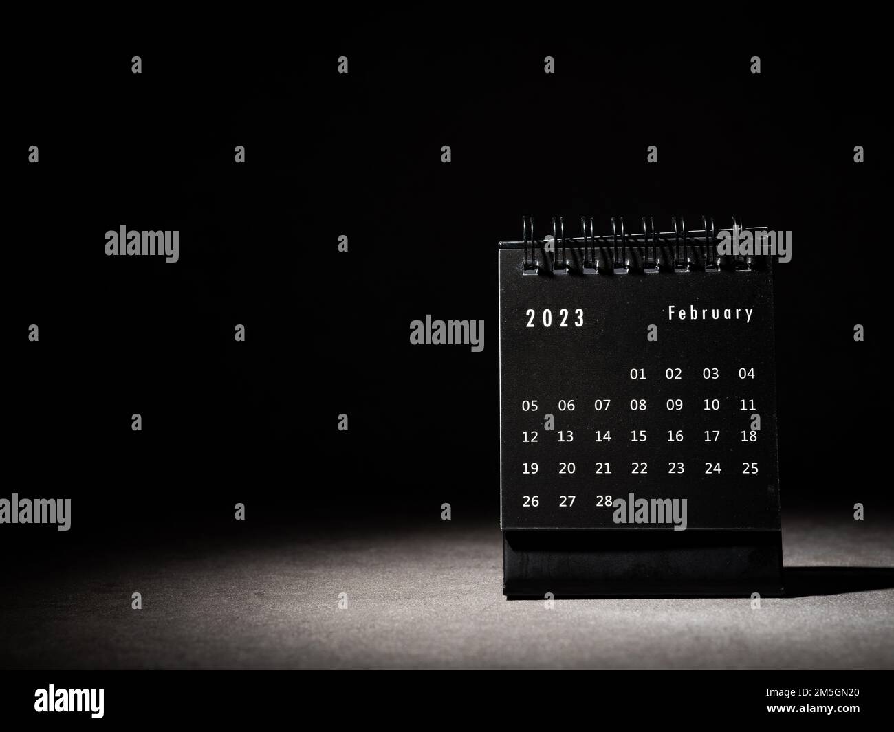2023 February calendar on black background Stock Photo - Alamy