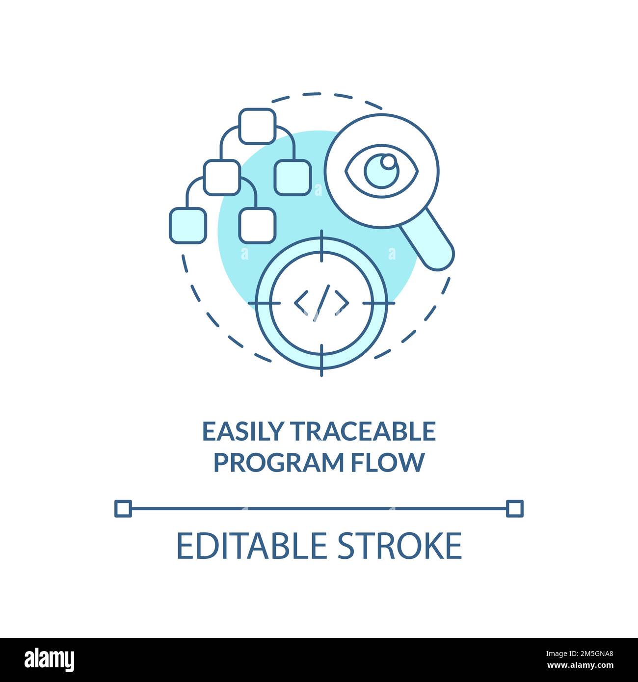 Easily traceable program flow turquoise concept icon Stock Vector Image ...