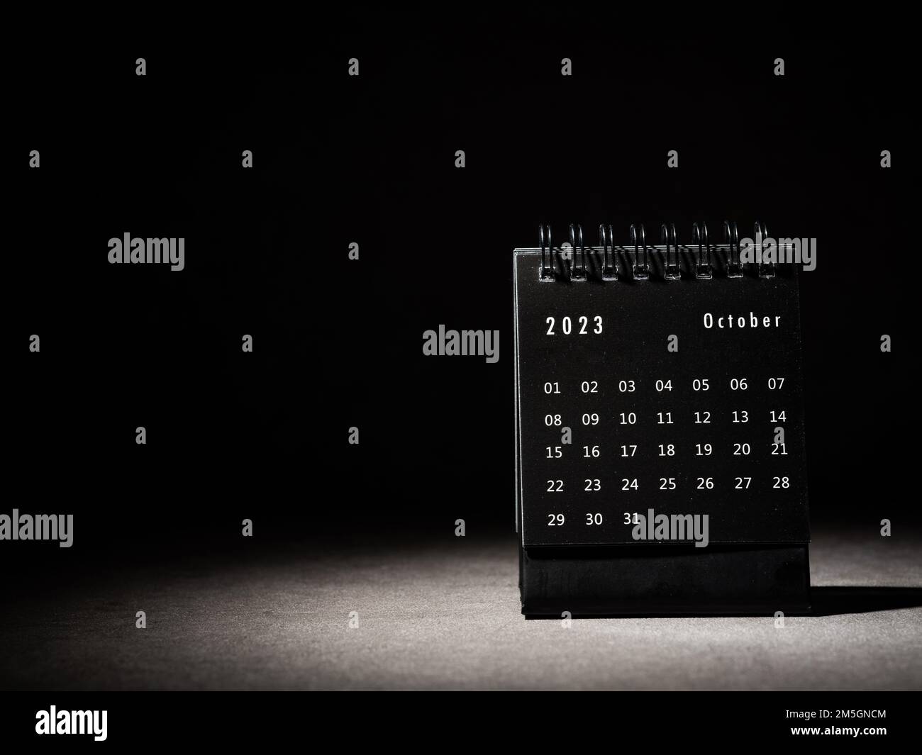 2023 October calendar on black background Stock Photo - Alamy