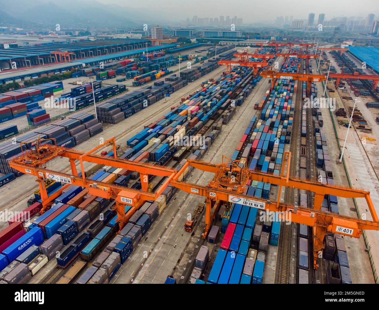 Aerial photo shows the busy scene at Tuanjiecun Railway Station in ...