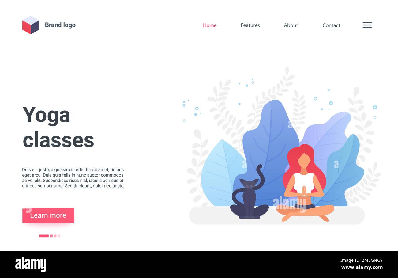 Online yoga classes vector illustration. Cartoon woman yogist character ...