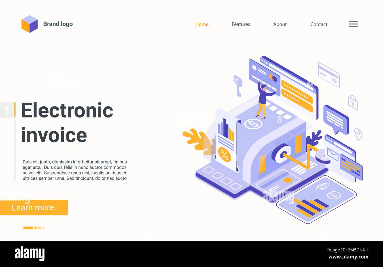 Electronic invoice bill, digital finance technology isometric vector ...