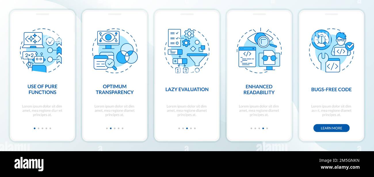 Functional programming advantages blue onboarding mobile app screen ... Functional programming advantages blue onboarding mobile app screen ...