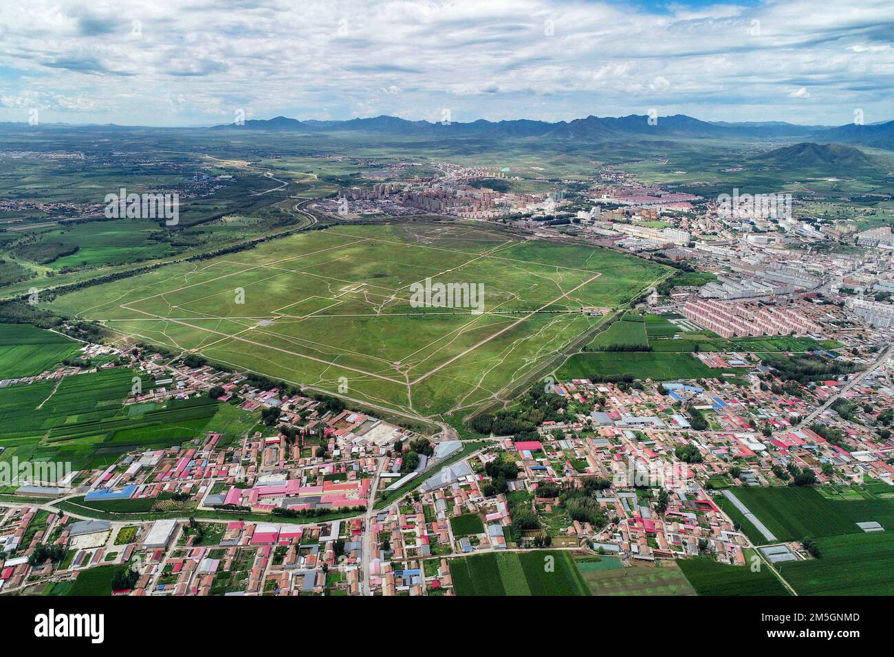 CHIFENG, CHINA - AUGUST 10, 2020 - Aerial photo shows the ruins of the ...