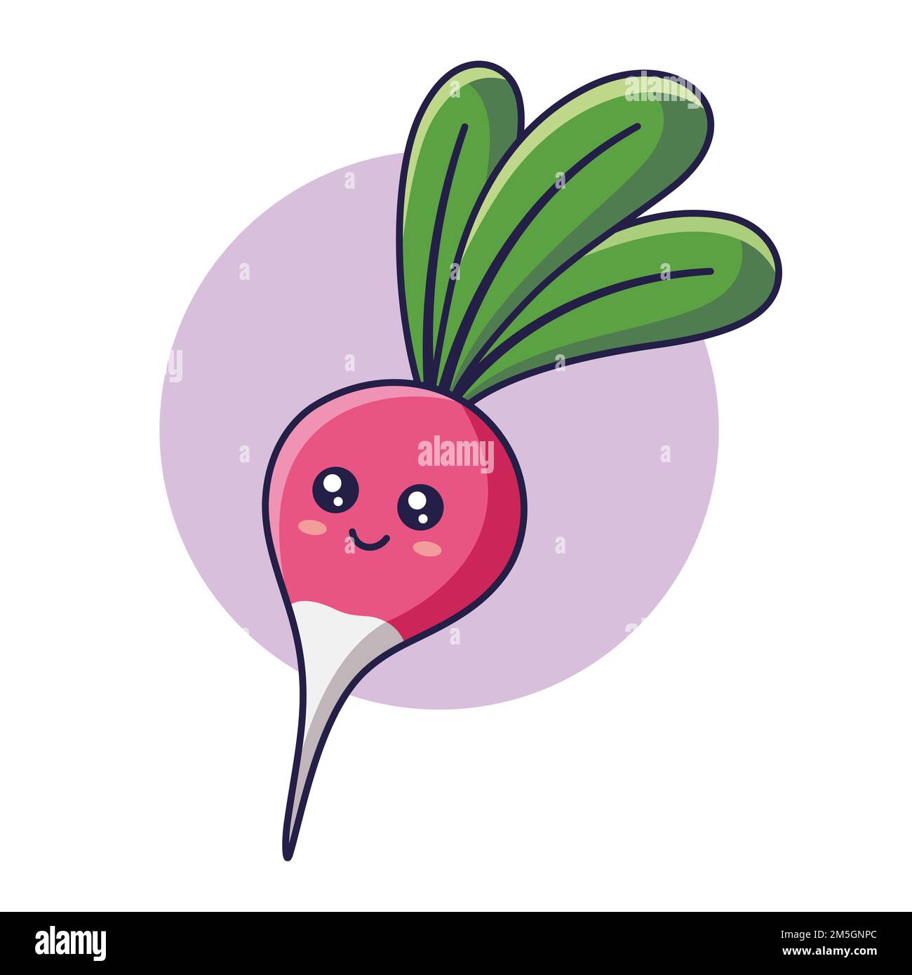 Cute Kawaii Radish cartoon icon illustration. Food vegitable flat icon ...