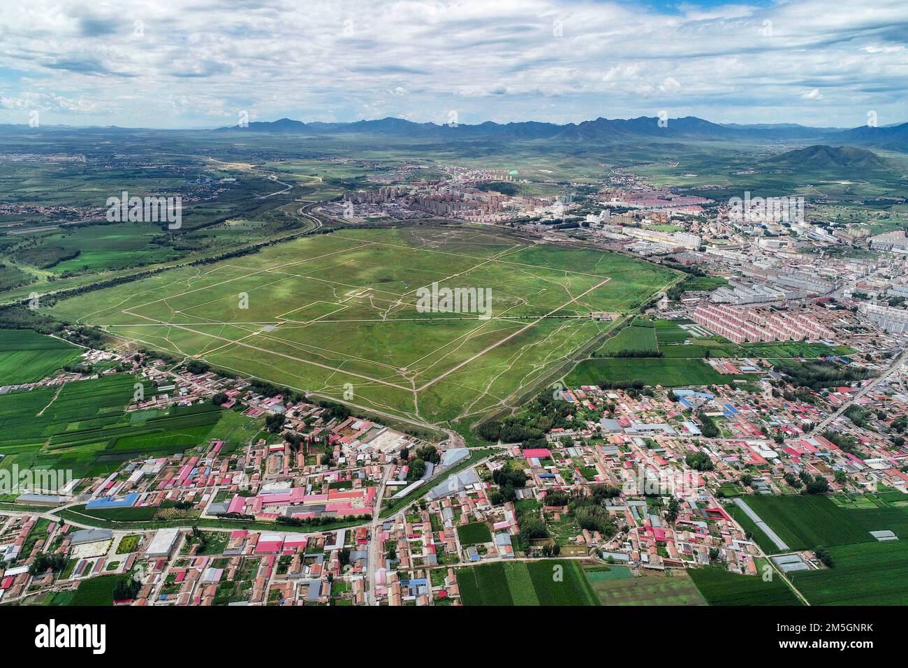 CHIFENG, CHINA - AUGUST 10, 2020 - Aerial photo shows the ruins of the ...