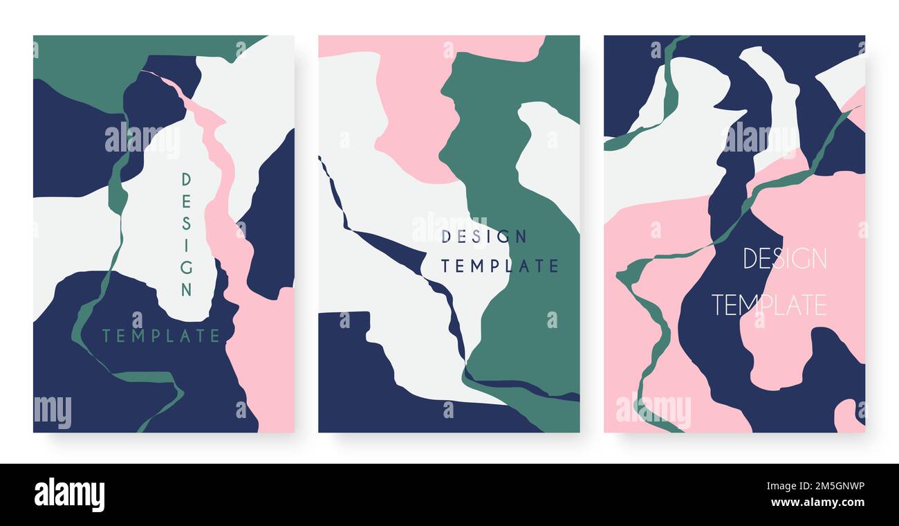 Abstract shape crack stripe pattern vector illustration set. Minimal ...