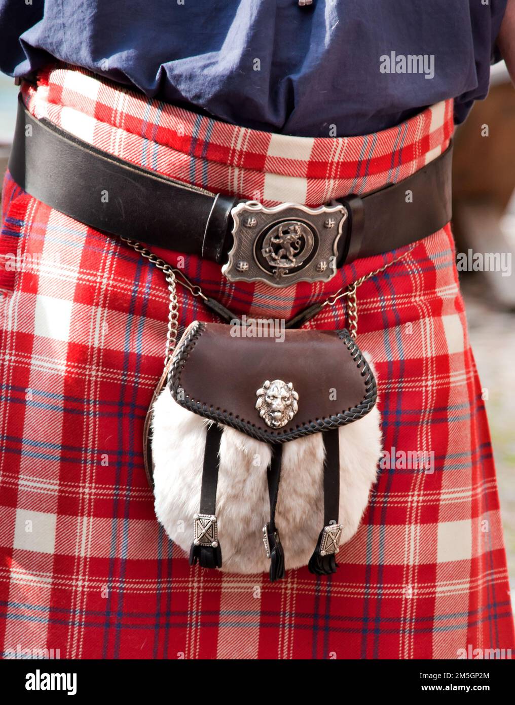 Details of Scottish kilt for a man with leader belt and drinking bottle ...