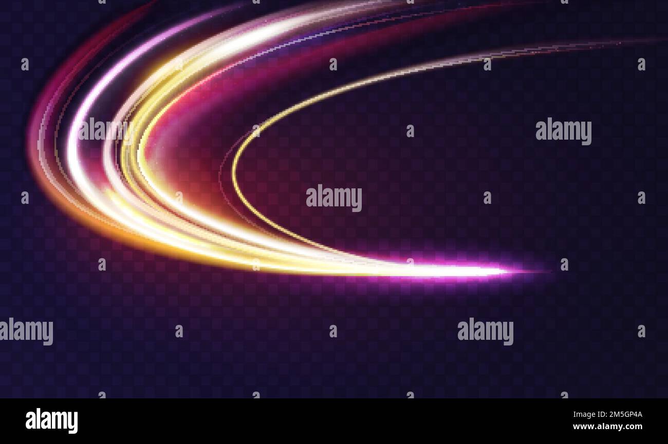 Car light trail effect, motion long exposure at night vector ...