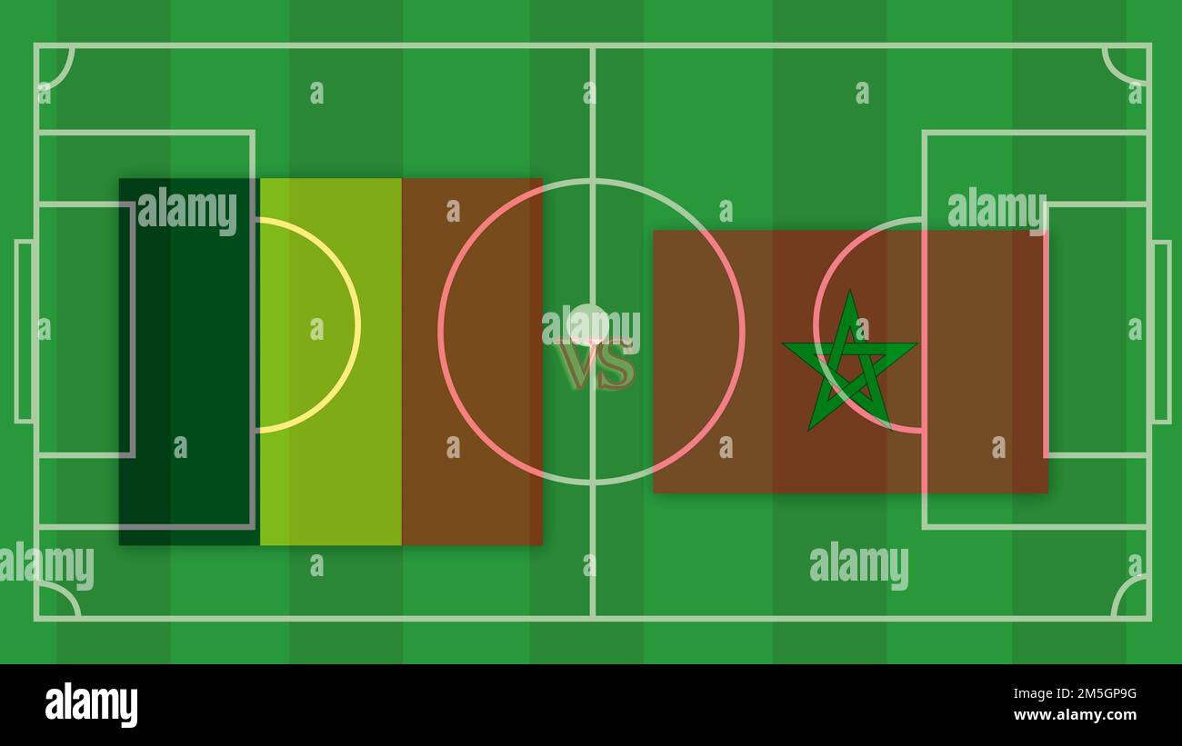 belgium vs morocco Football Match Design Element on Football field ...