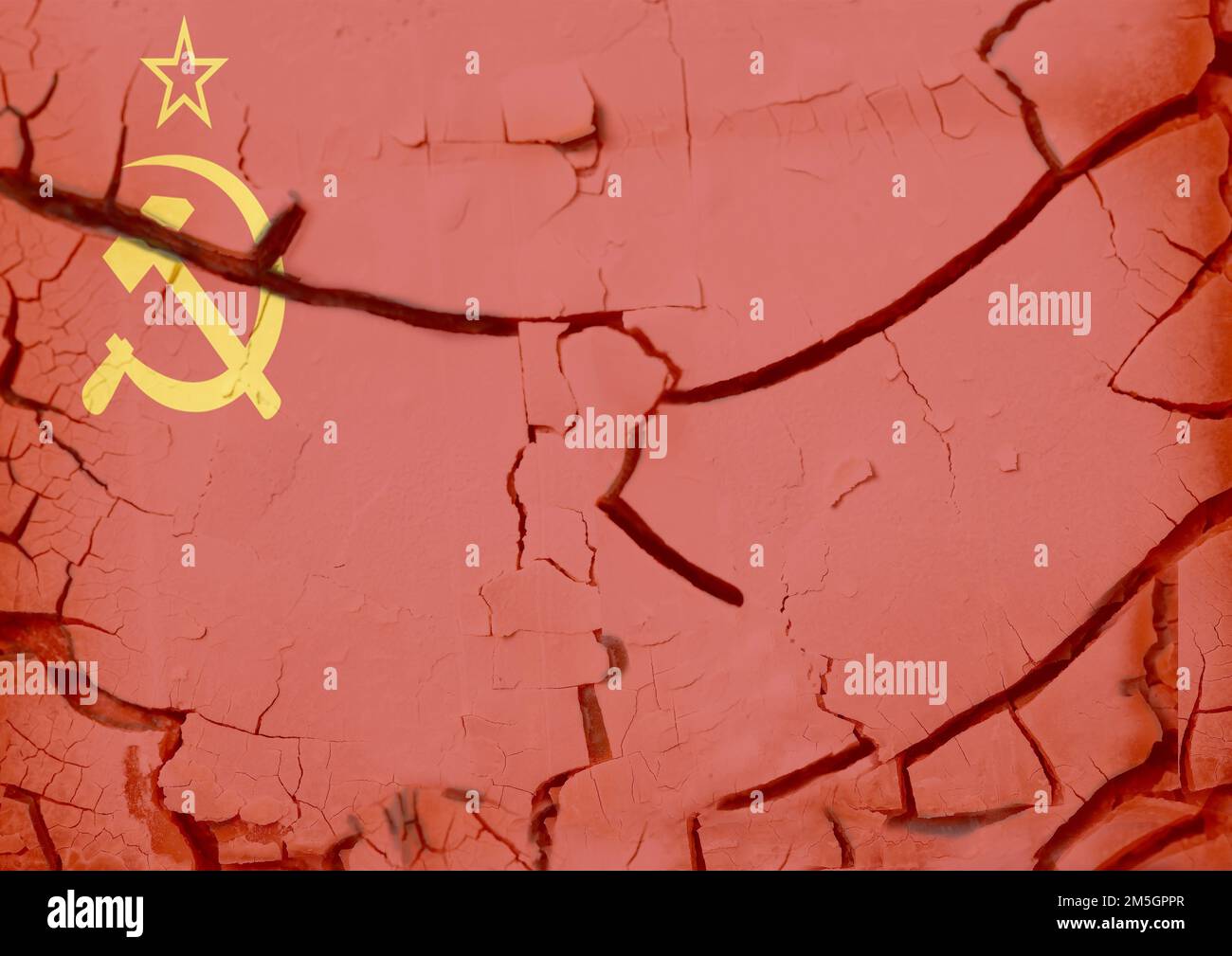 Soviet Union USSR national flag on old broken wall background Stock ...