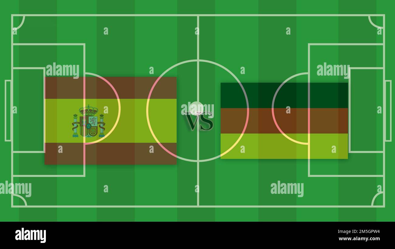Spain vs Germany, Football Match Design Element on Football field Stock ...