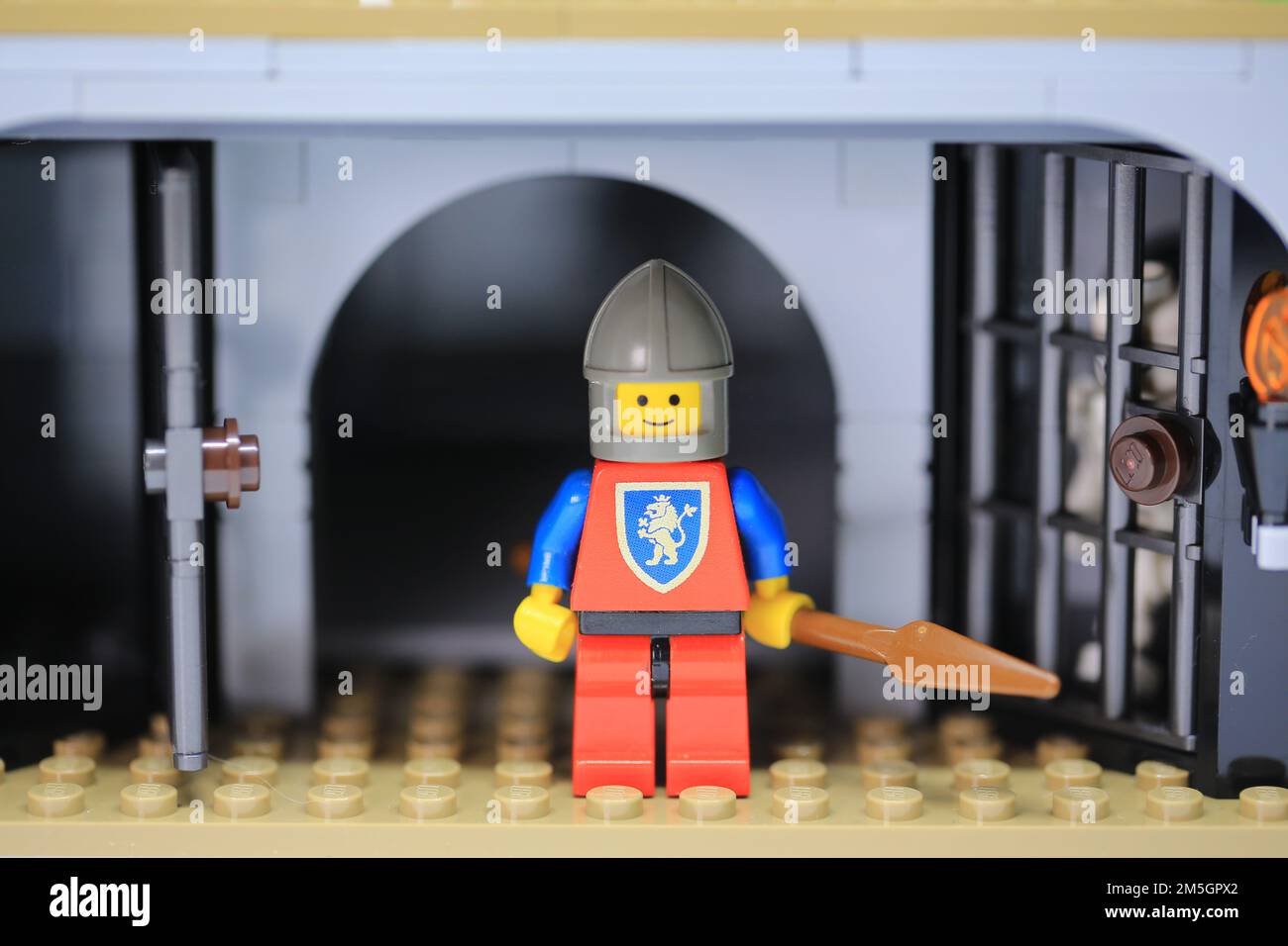 lego knight guard in prison Stock Photo - Alamy