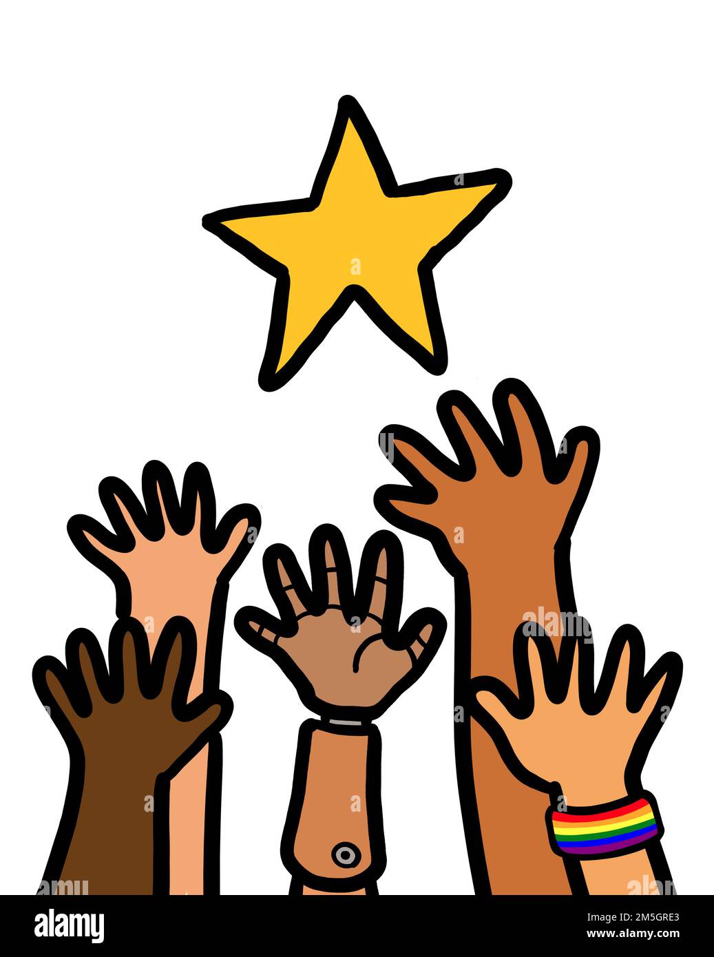 Hand rainbow drawing reaching hi-res stock photography and images - Alamy