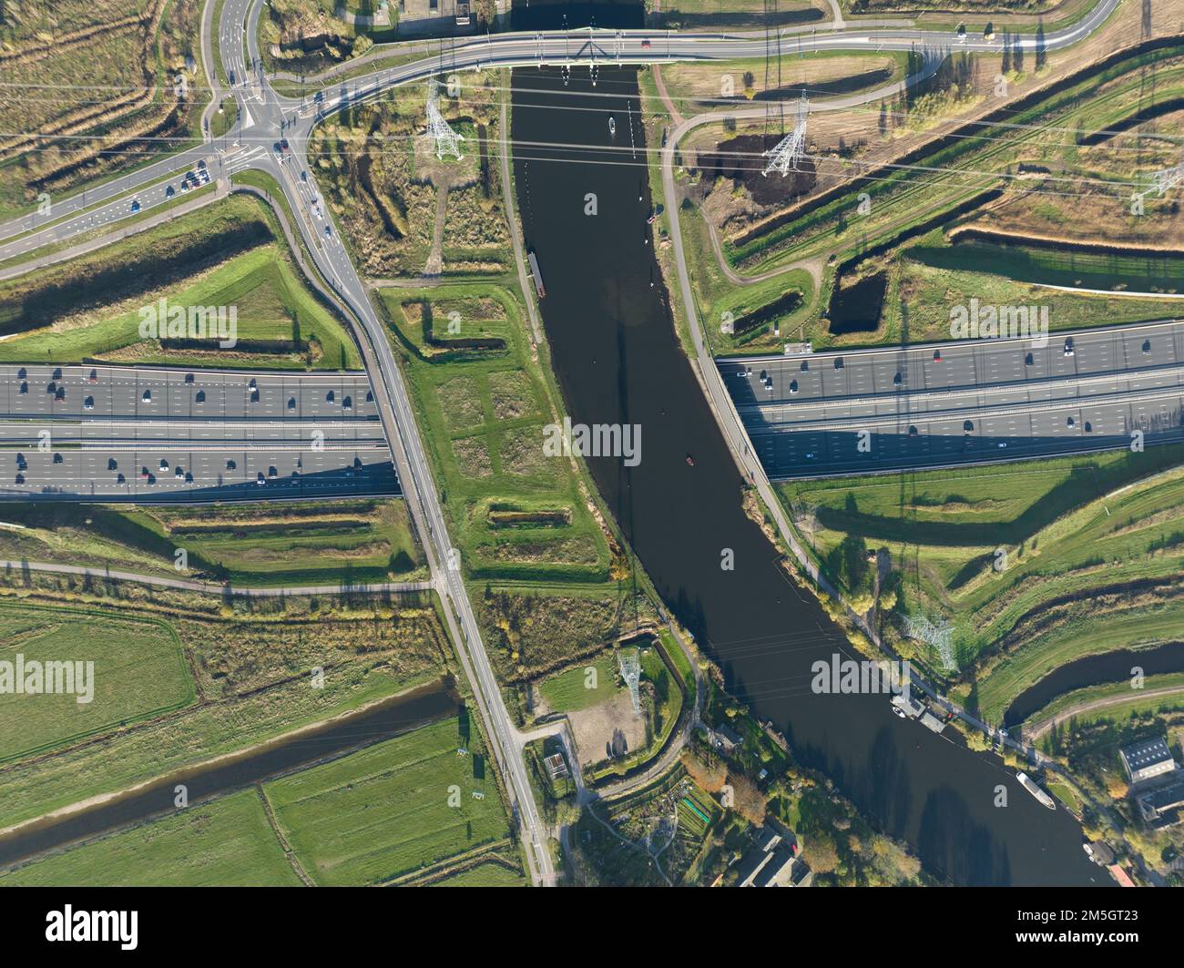 The Aqueduct Vechtzicht near Muiden, A1 motrway highway, dutch ...
