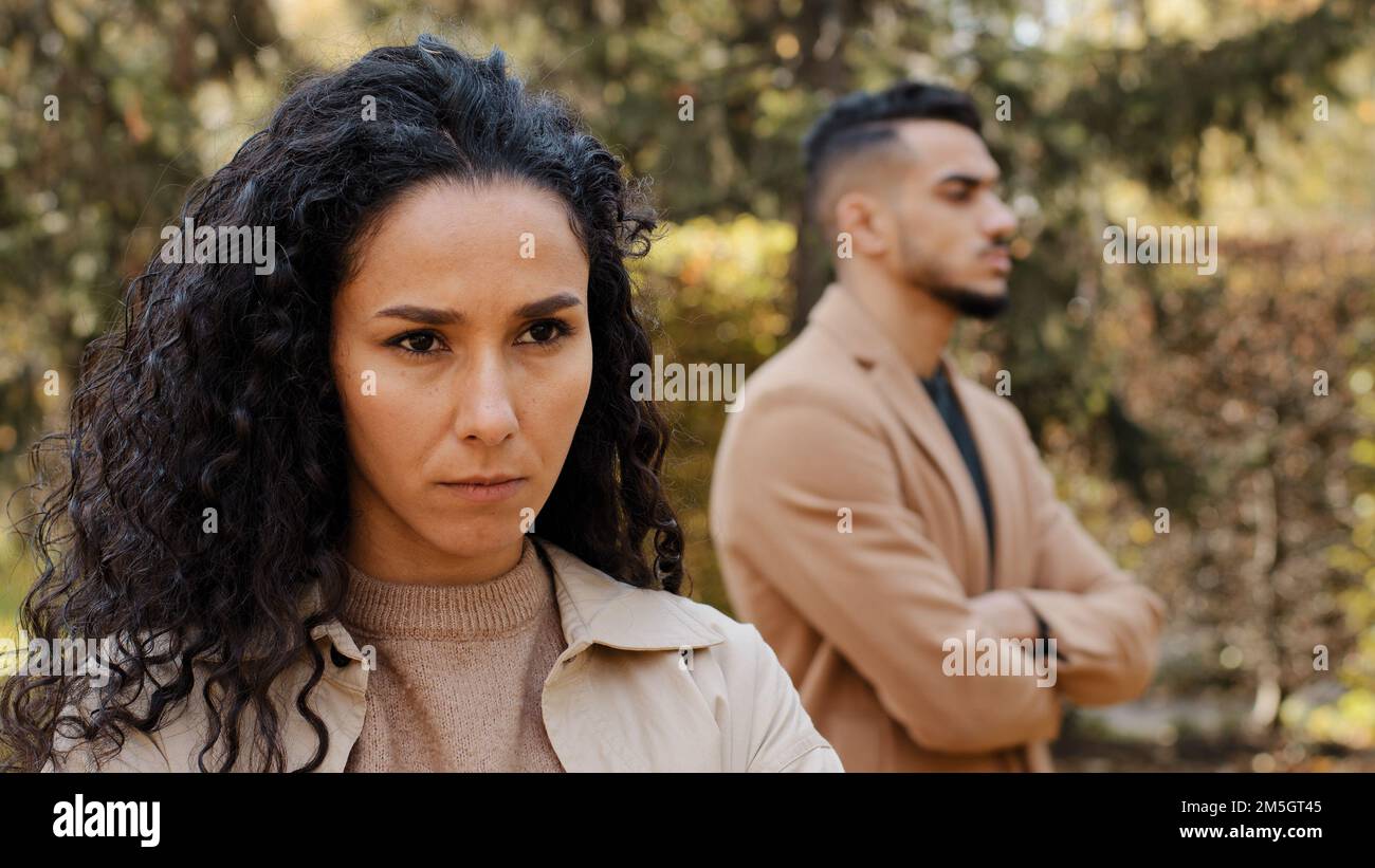 Close up offended upset disappointed girl woman wife girlfriend ignore ...