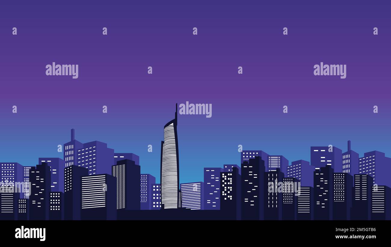 Almas Tower city vector background with beautiful blue clouds ...