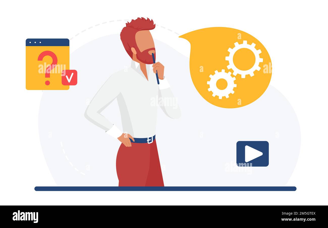Businessman thinking, business work problem vector illustration ... Businessman thinking, business work problem vector illustration ...