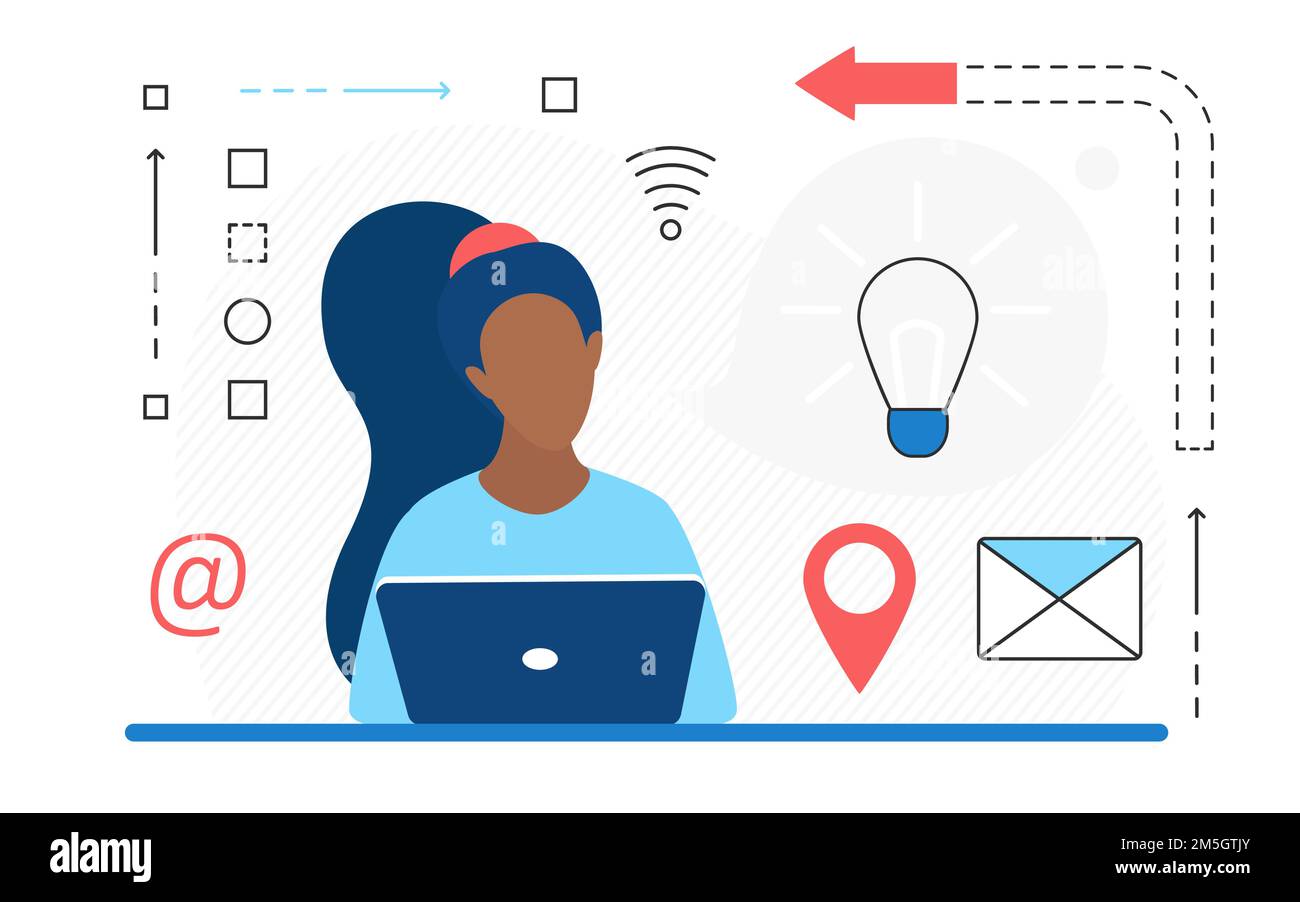 Business people work online vector illustration. Cartoon busy woman ...