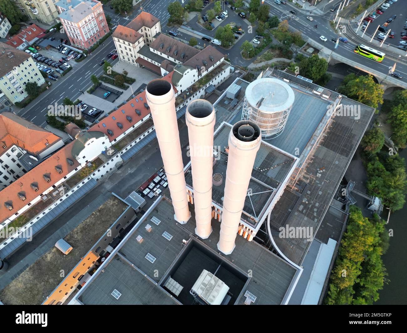 Wuzburg ,Germany thermal power station overhead overhead birds eye view ...