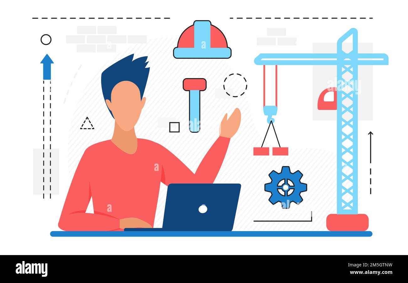 People engineer at work abstract concept vector illustration. Cartoon ...