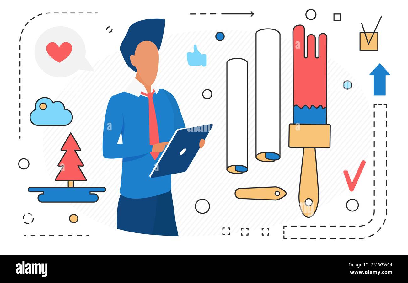 Art studio freelance work, creative design vector illustration. Cartoon ...