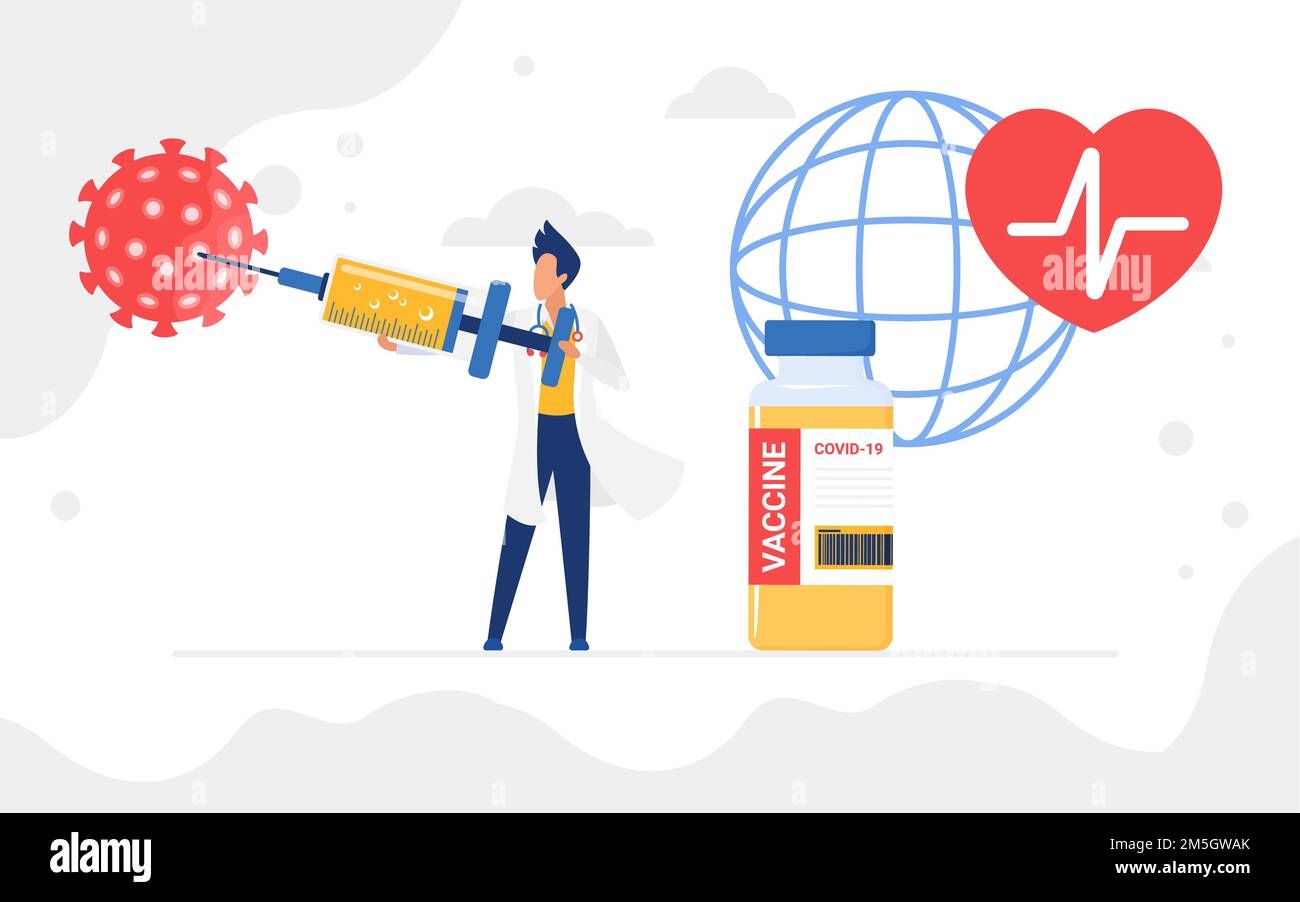 Vaccination immunization concept vector illustration. Cartoon doctor ...