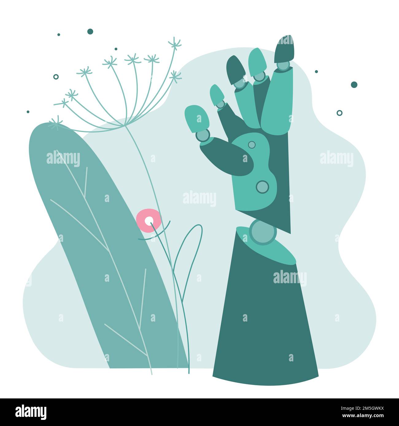 The vector illustration with BIONIC engineering, titanium implant or ...