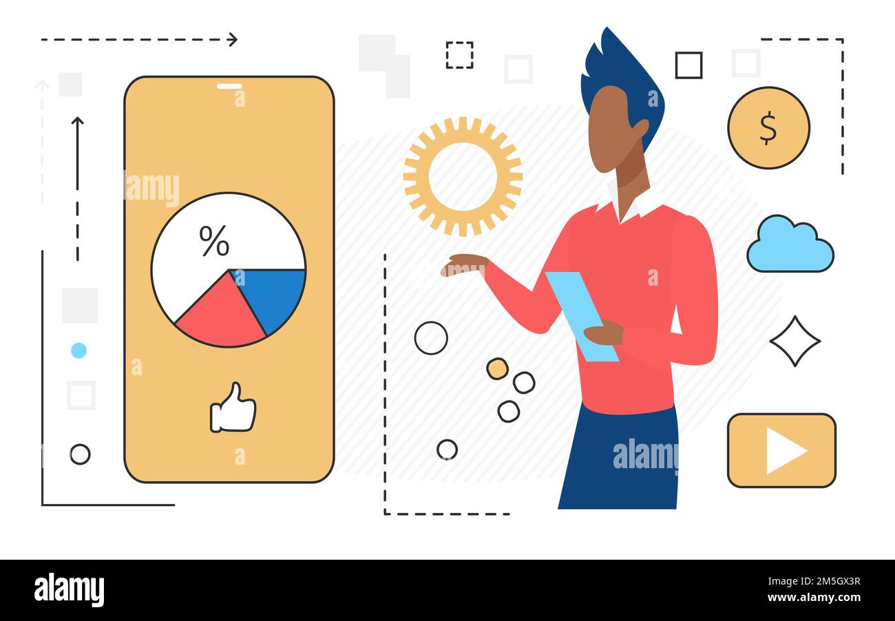 Business people research data information, workflow management vector ...