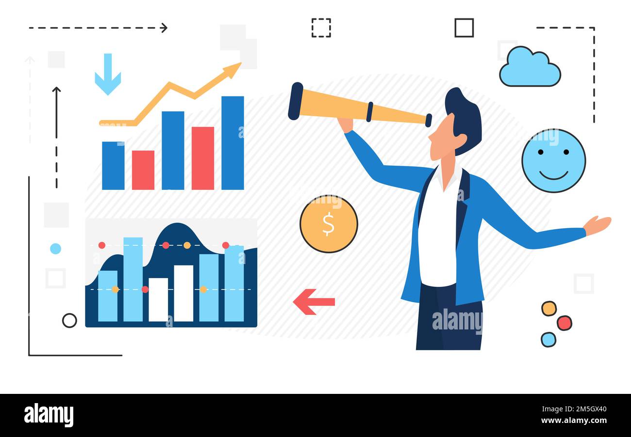 Business analytics process, finance strategy vector illustration ...