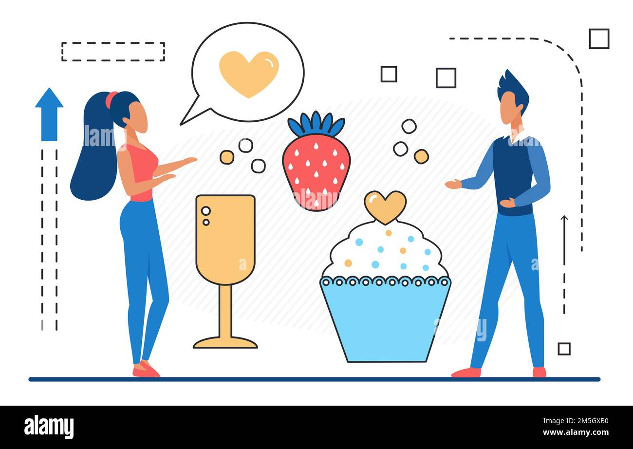 Couple people on date, love romance vector illustration. Cartoon man ...