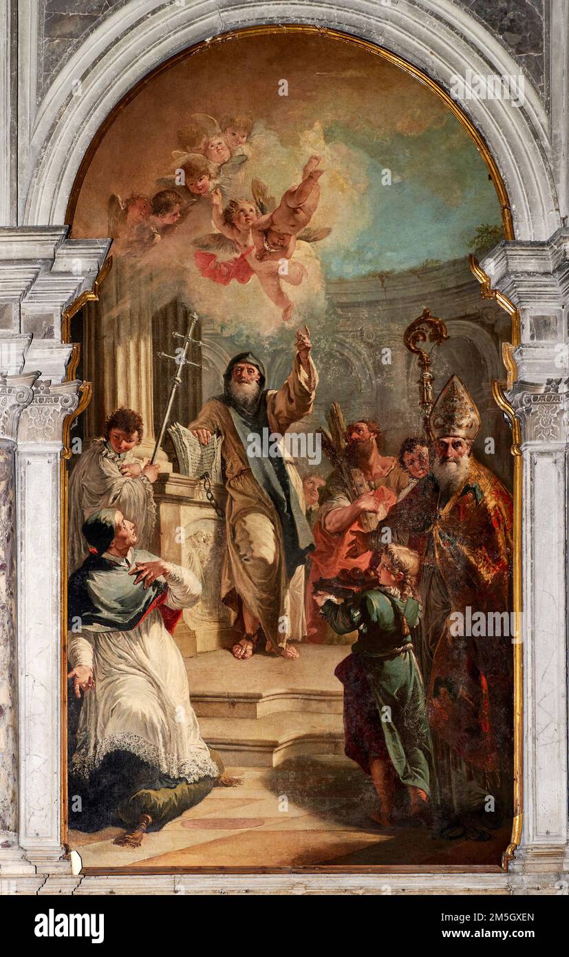 S. Lorenzo Giustiniani tra S. Nicola, S. Andrea e S. Leonardo - olio su ...