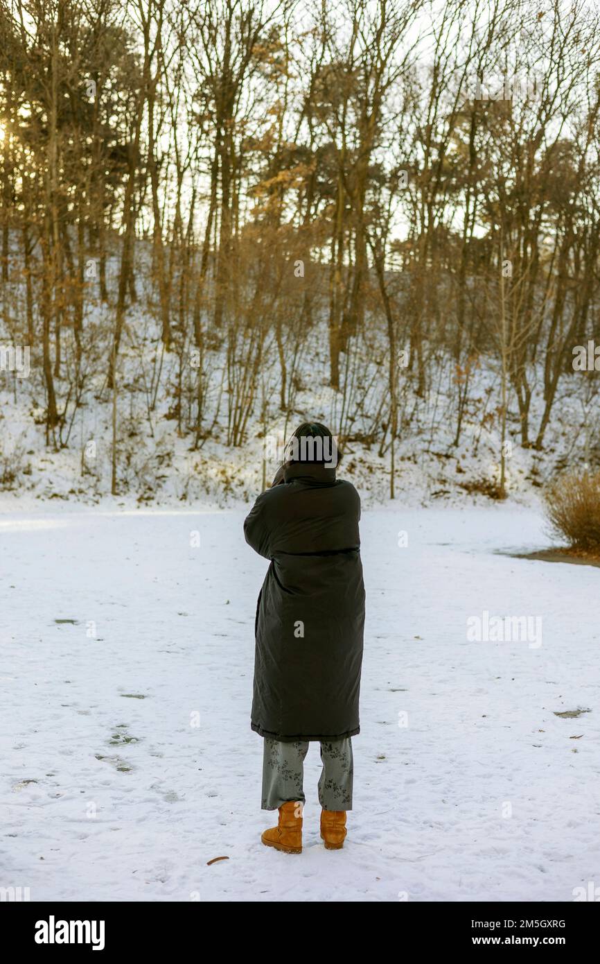 Beautiful girl snow weather outdoors hi-res stock photography and ...