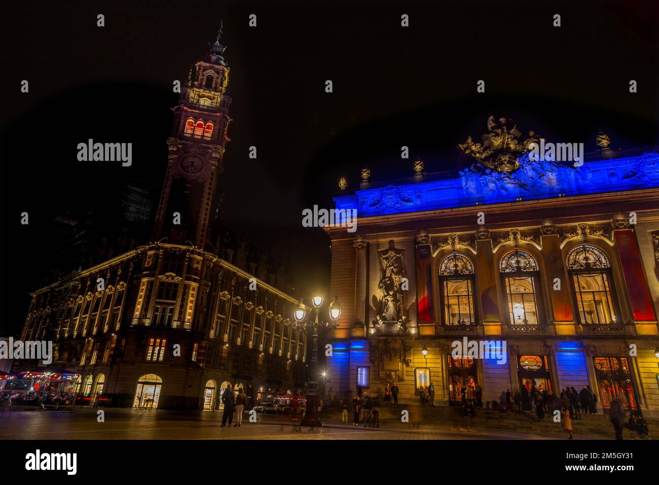Lille, France: 7 November 2022: Opera Theatre Building at night. Lille ...