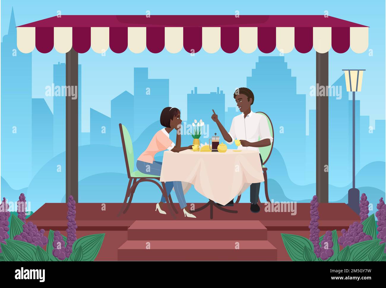 Couple people drinking coffee together, friendly or romantic ...