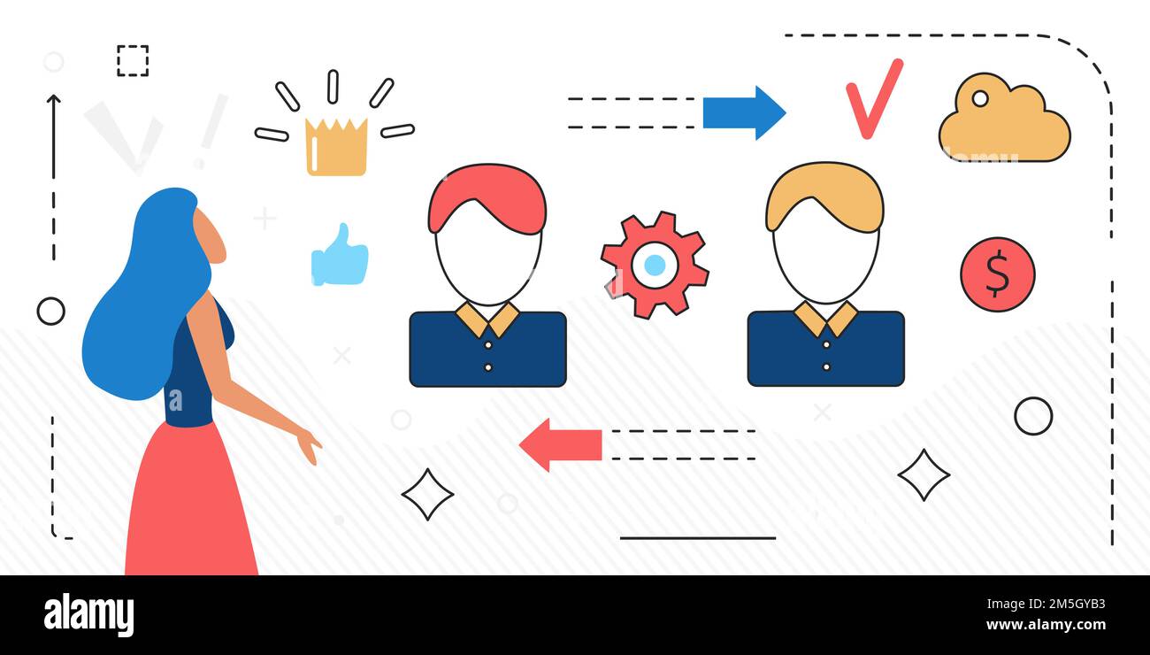 Corporate dialog teamwork, opinion exchange of business people team ...